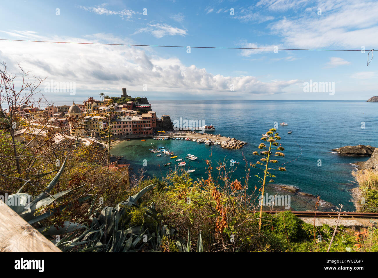 Glimpse of Vernazza, Cinque Terre Nature Park, La Spezia, Ligurian Sea ...