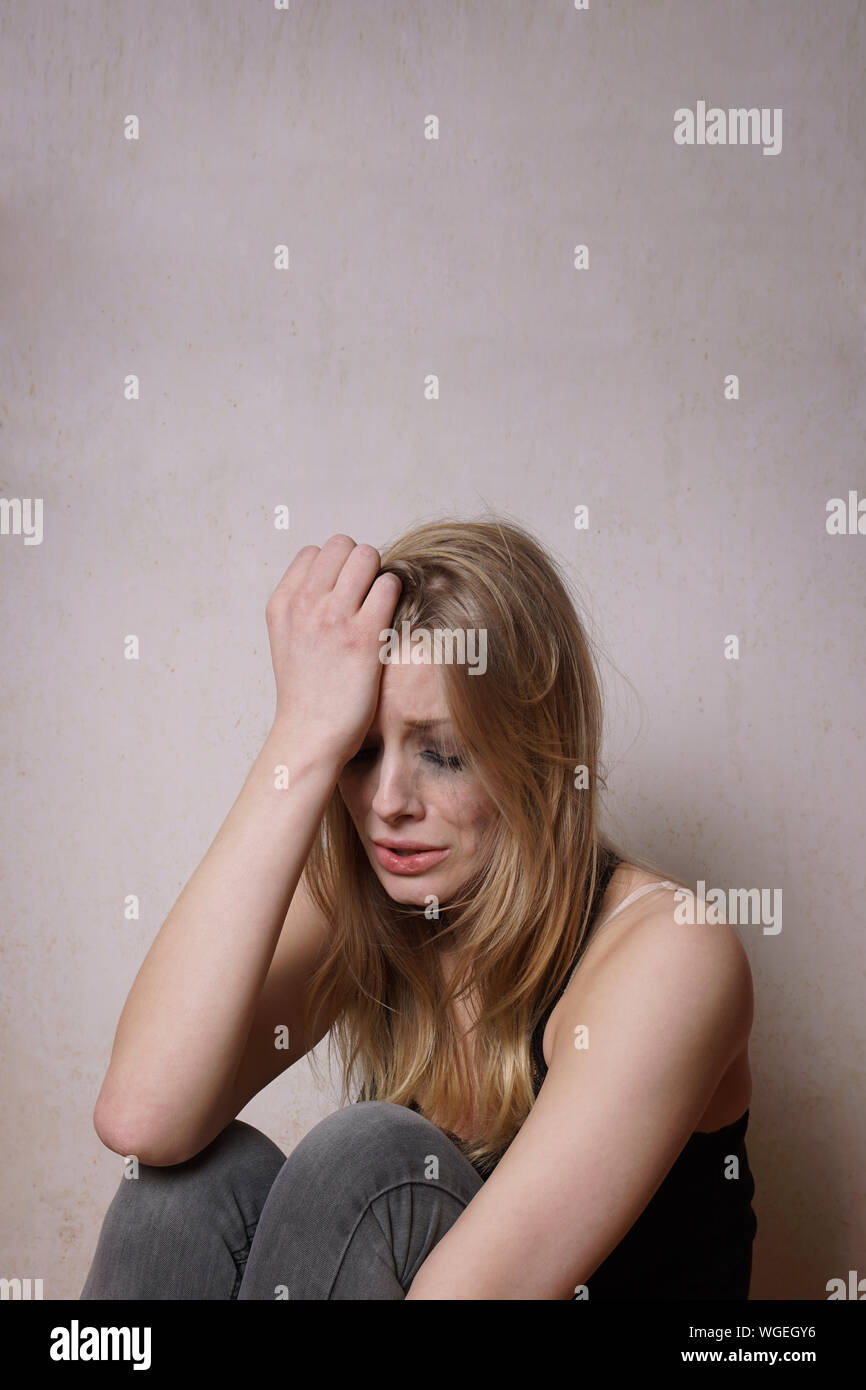 Crying depression worried woman hi-res stock photography and images - Alamy