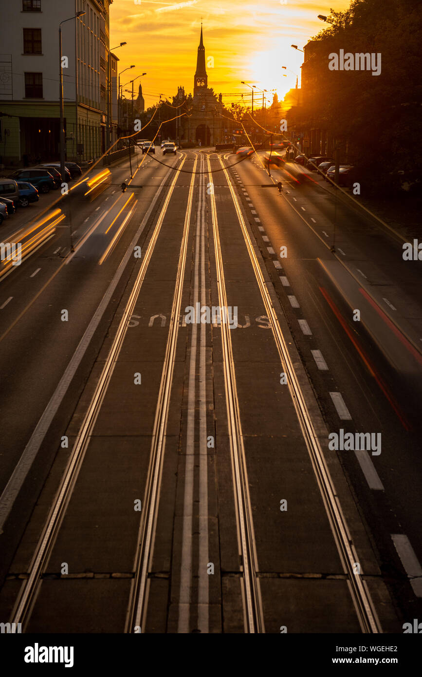Speed Traffic - light trails on motorway highway at night, long ...