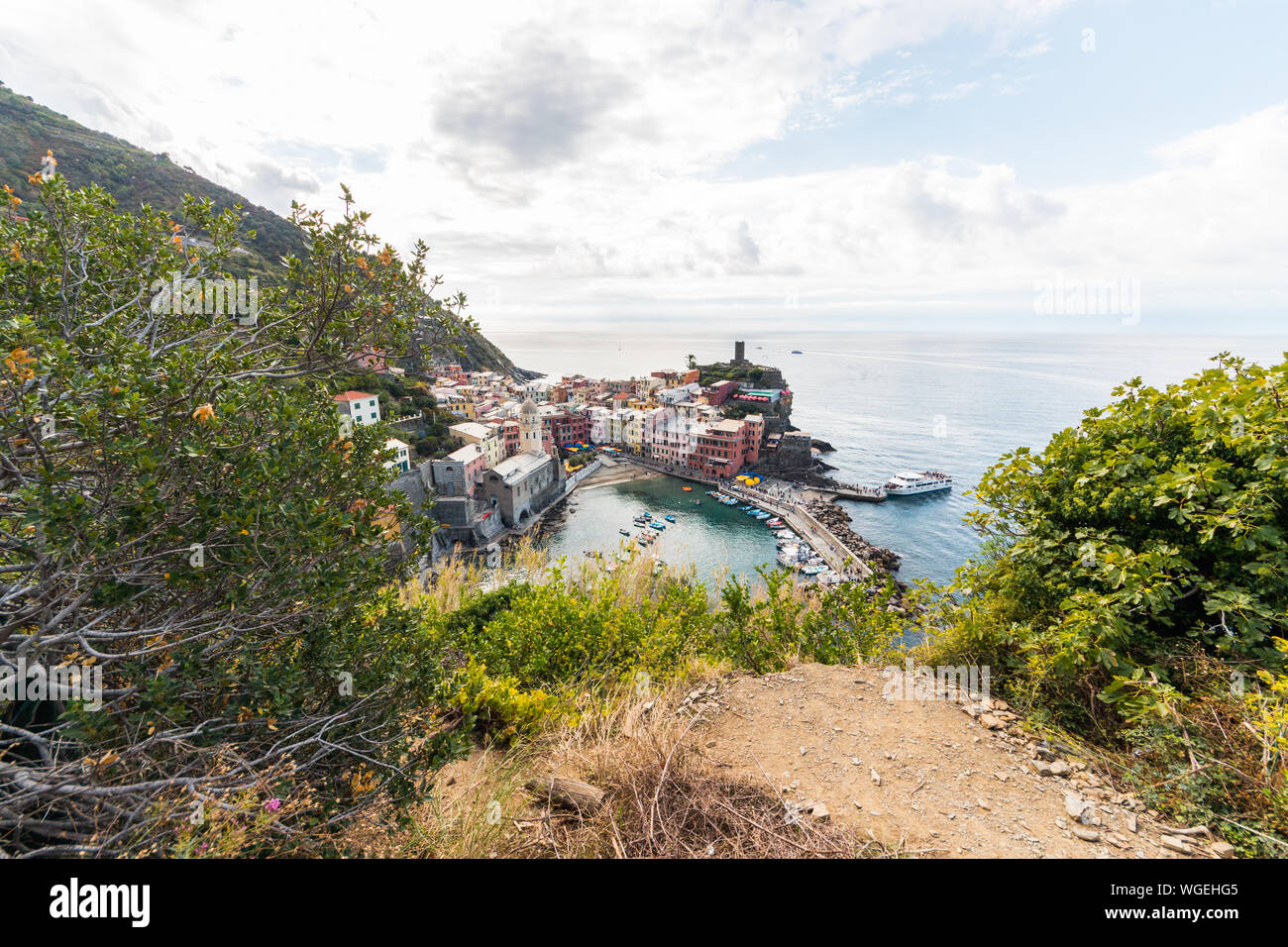 Glimpse of Vernazza, Cinque Terre Nature Park, La Spezia, Ligurian Sea ...