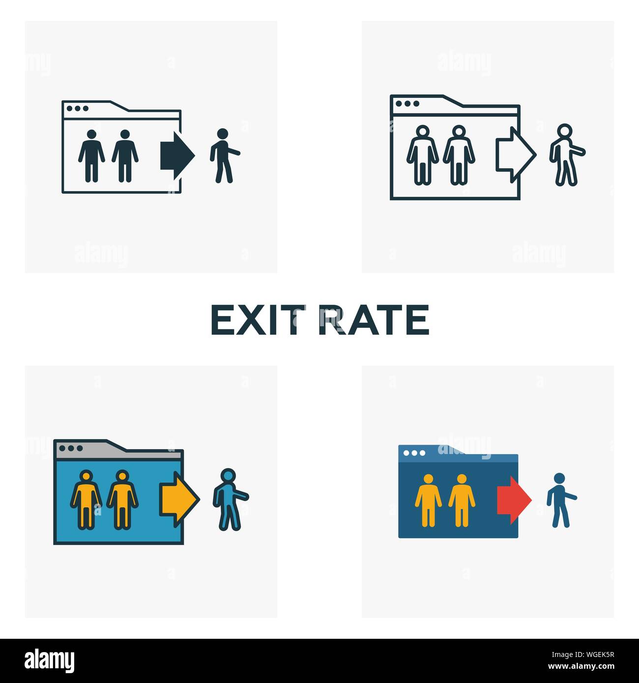 Exit Rate icon set. Four elements in diferent styles from content icons ...