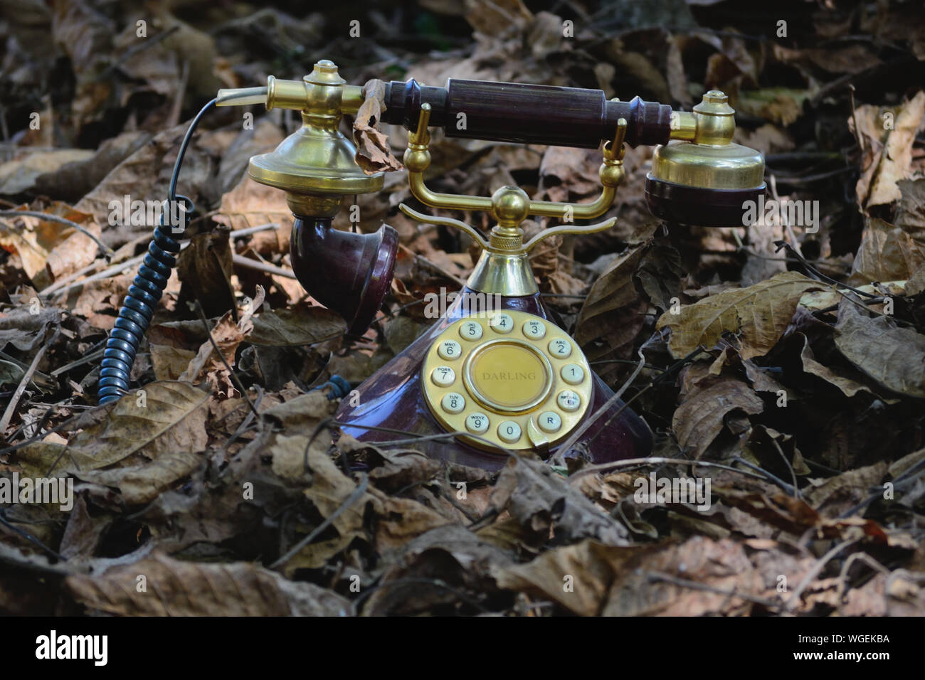 Old fashioned retro handset old telephone. Vintage antique phone Stock ...