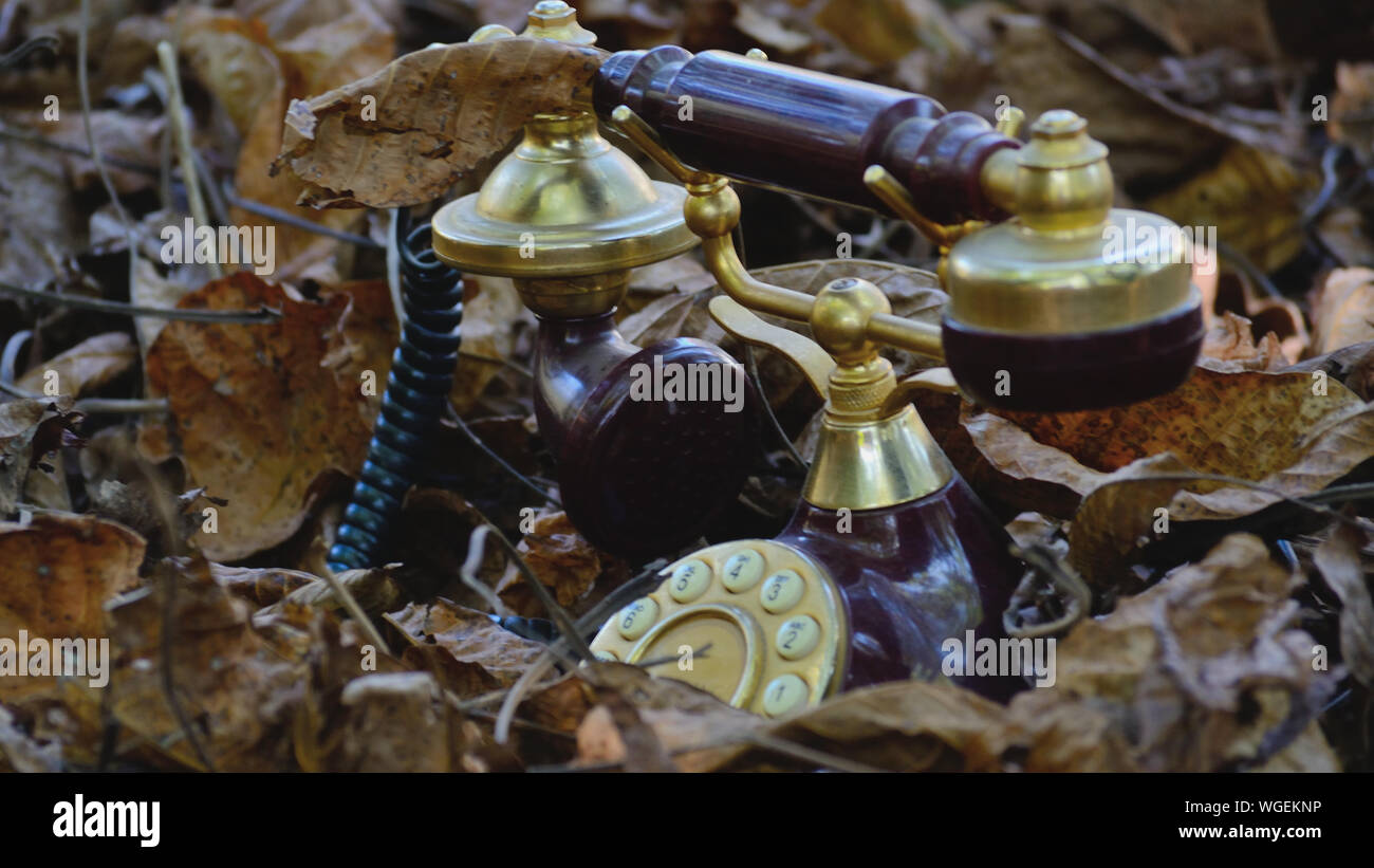 Old fashioned retro handset old telephone. Vintage antique phone Stock ...