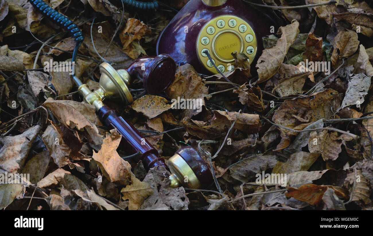 Old fashioned retro handset old telephone. Vintage antique phone Stock ...