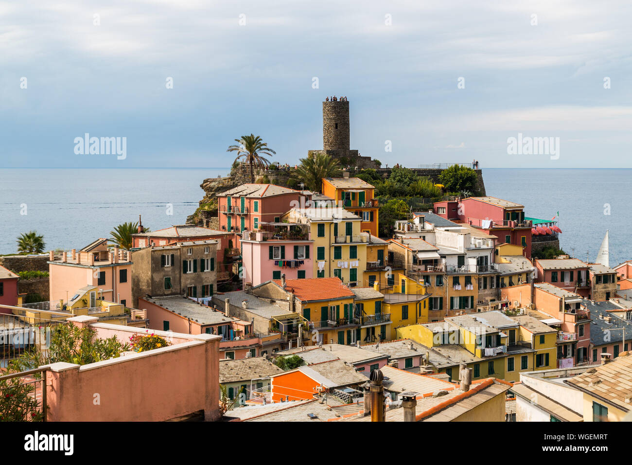 Glimpse of Vernazza, Cinque Terre Nature Park, La Spezia, Ligurian Sea ...