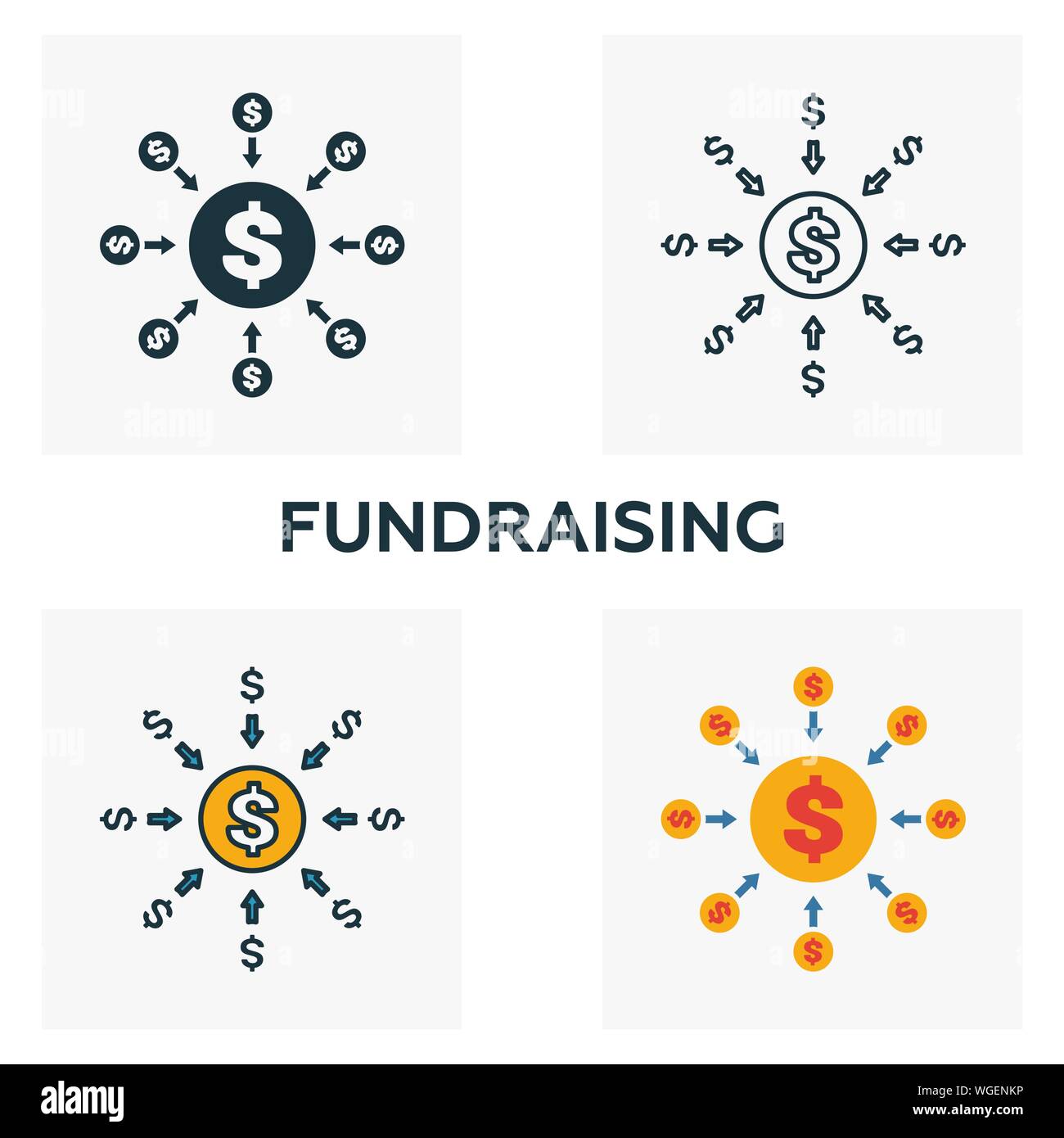 Fundraising outline icon. Thin line element from crowdfunding icons collection. UI and UX. Pixel ...
