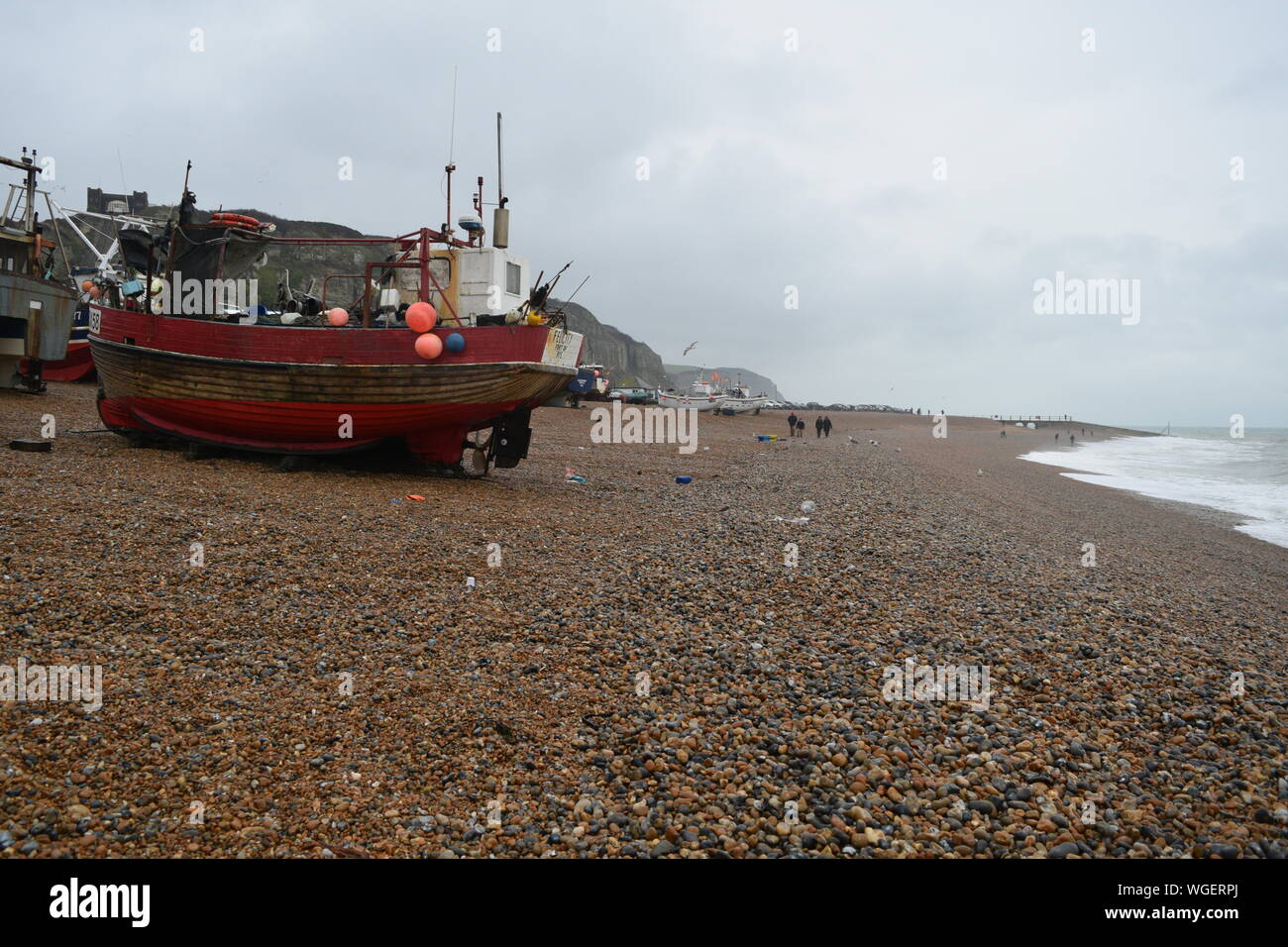 Hastings Beach, fishing seaside town in UK Stock Photo - Alamy