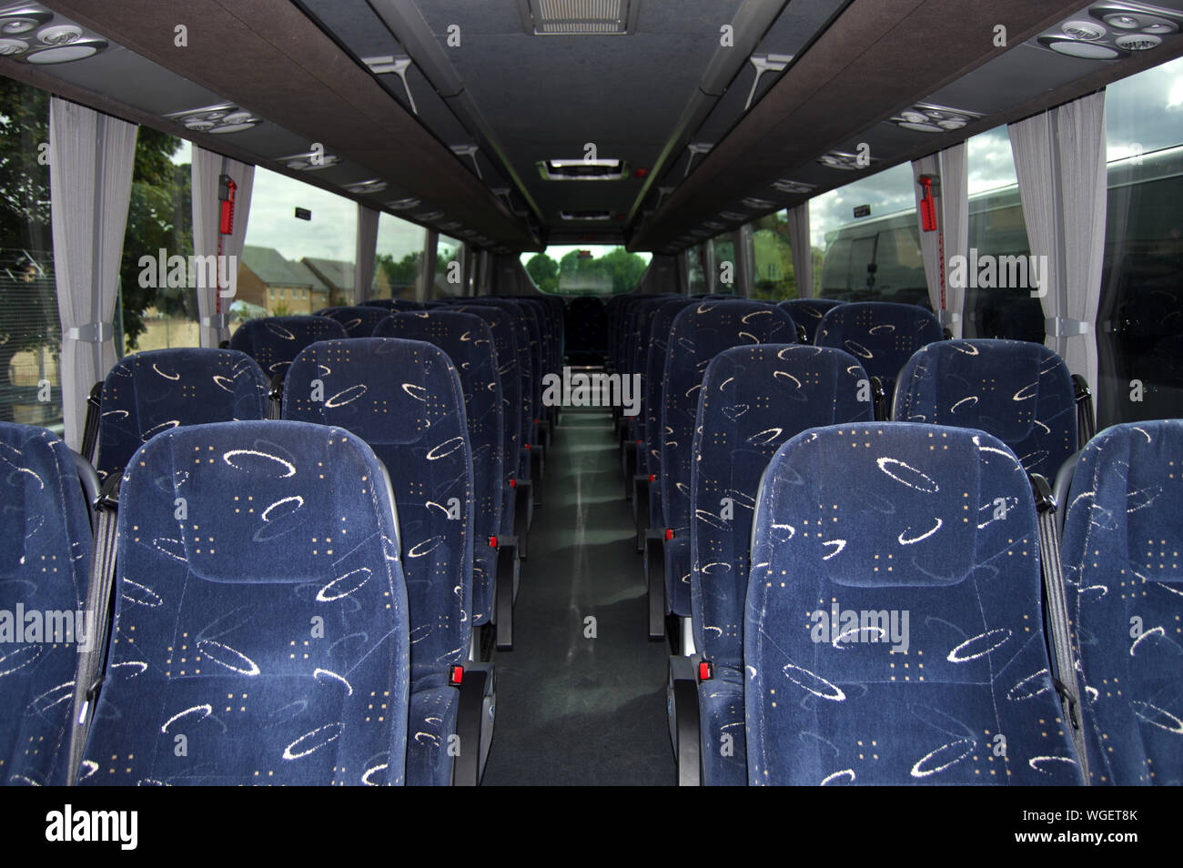 interior of a Plaxton Panther coach with 53 seats, and no toilet Stock ...
