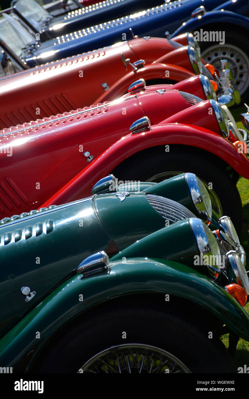 A line up of Morgan classic cars at a car show, UK Stock Photo - Alamy