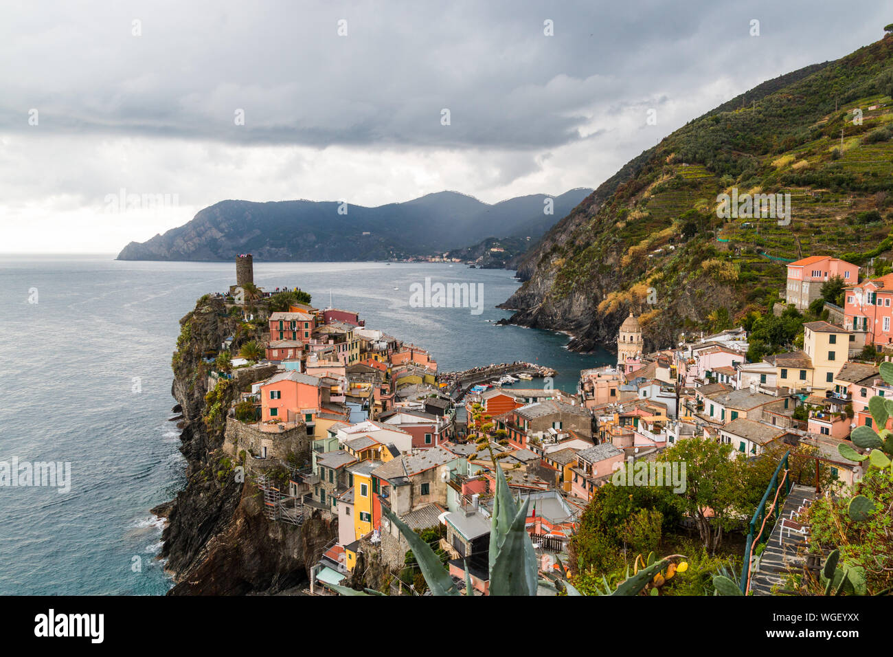 Glimpse of Vernazza, Cinque Terre Nature Park, La Spezia, Ligurian Sea ...
