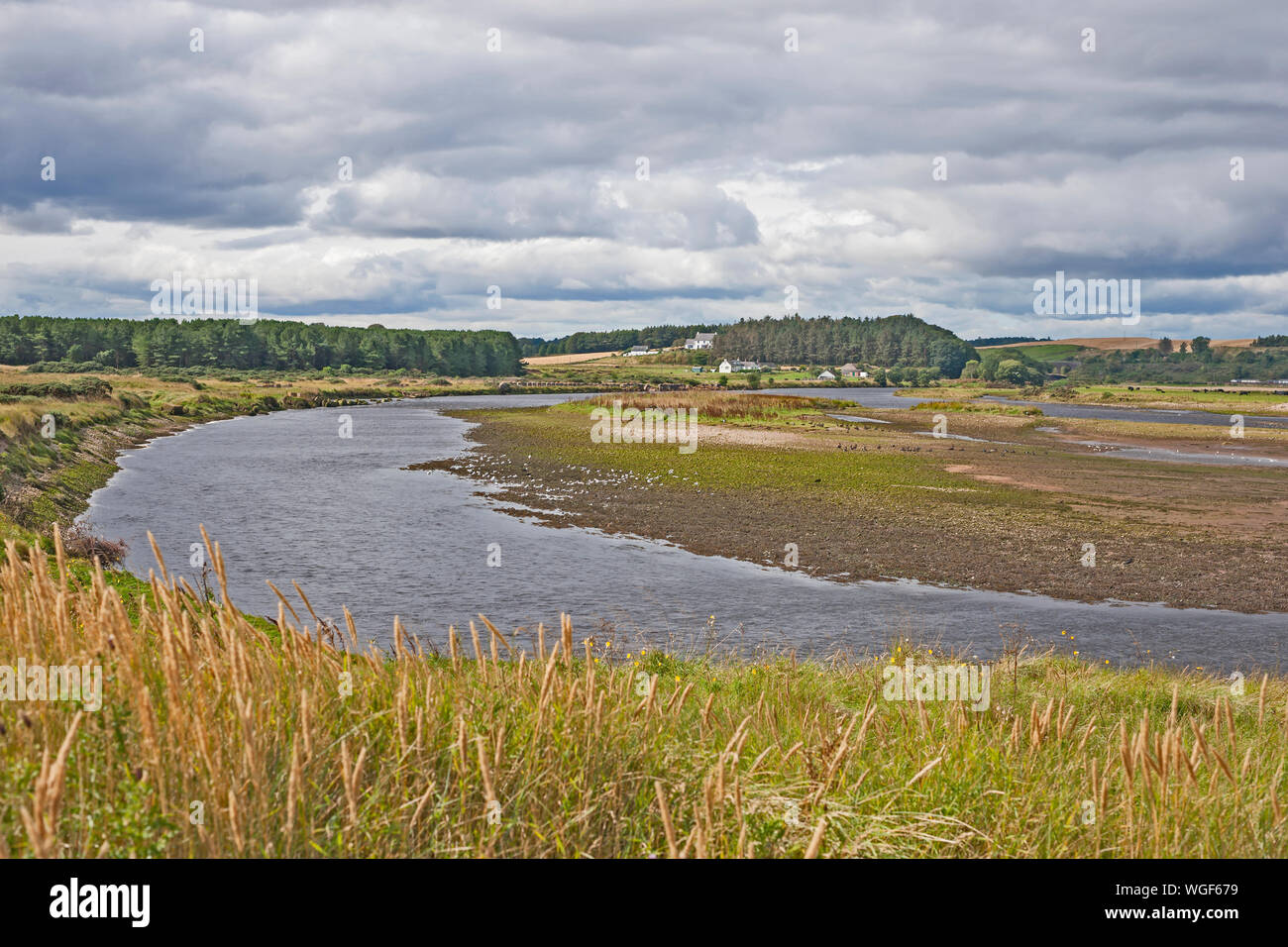Looking inland from the mouth of the river North Esk, Angus, Scotland ...