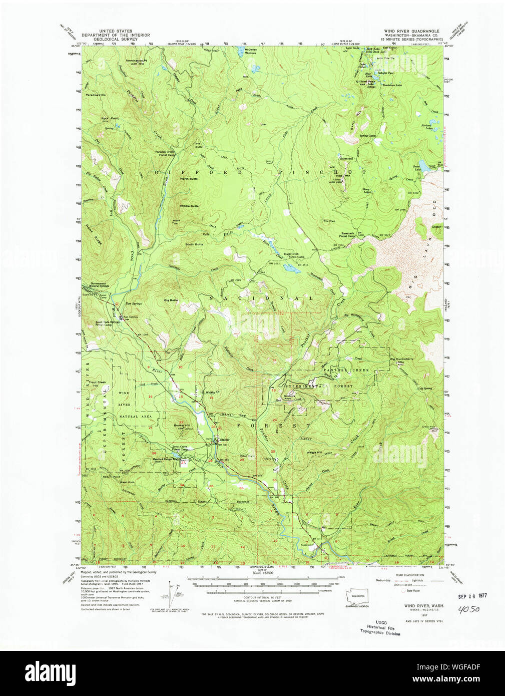 USGS Topo Map Washington State WA Wind River 244753 1957 62500 ...