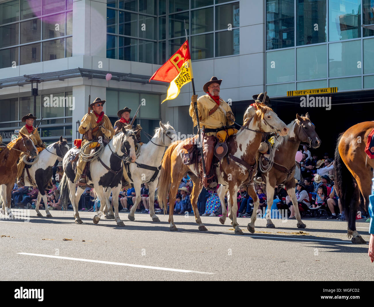 Sights and participants in the Calgary Stampede Parade, in Calgary ...