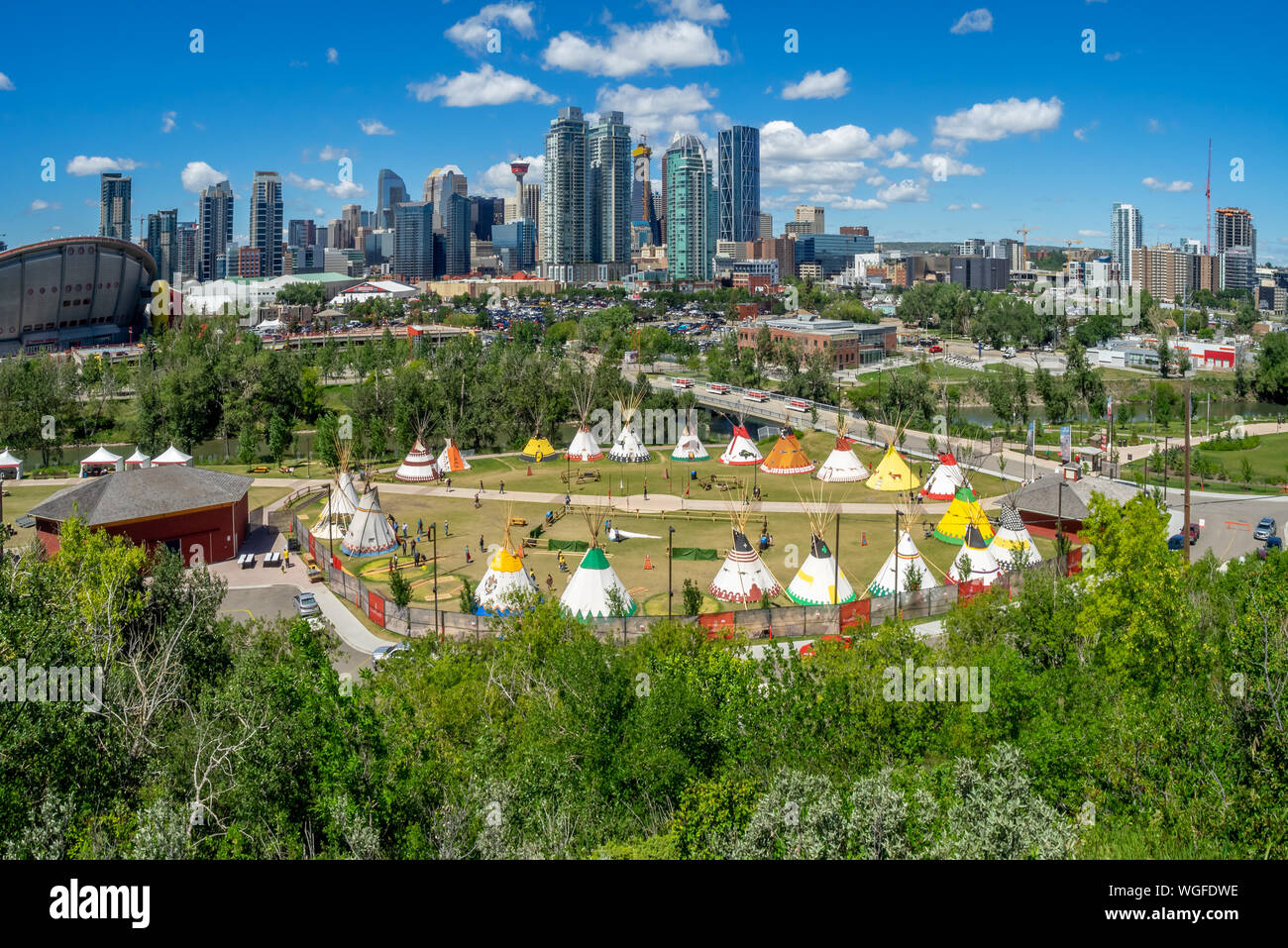 Panoramic view of the Indian Village at the Calgary Stampede in Calgary ...
