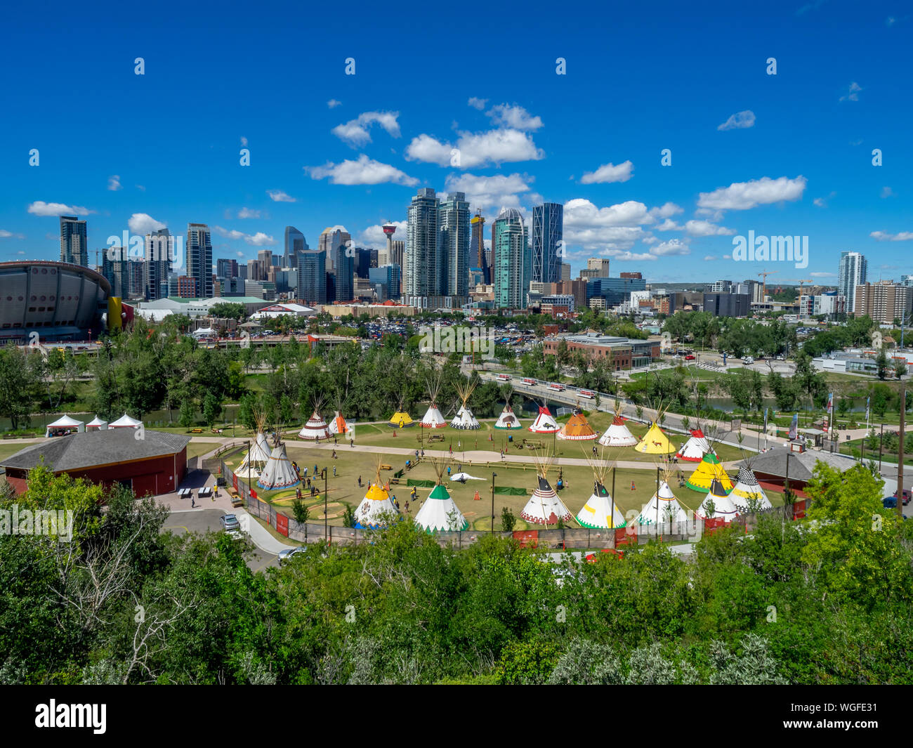 Panoramic view of the Indian Village at the Calgary Stampede in Calgary ...