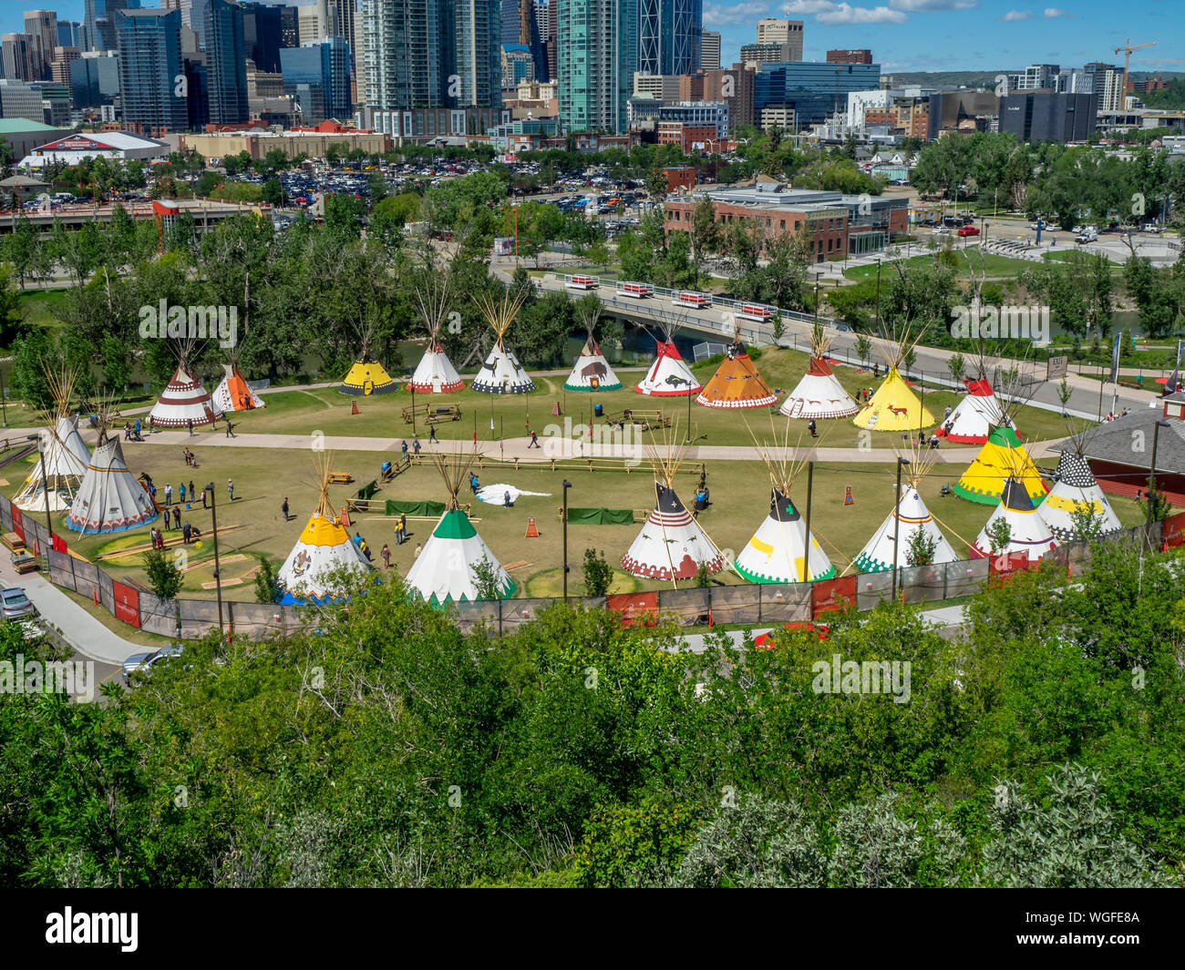 Panoramic view of the Indian Village at the Calgary Stampede in Calgary ...