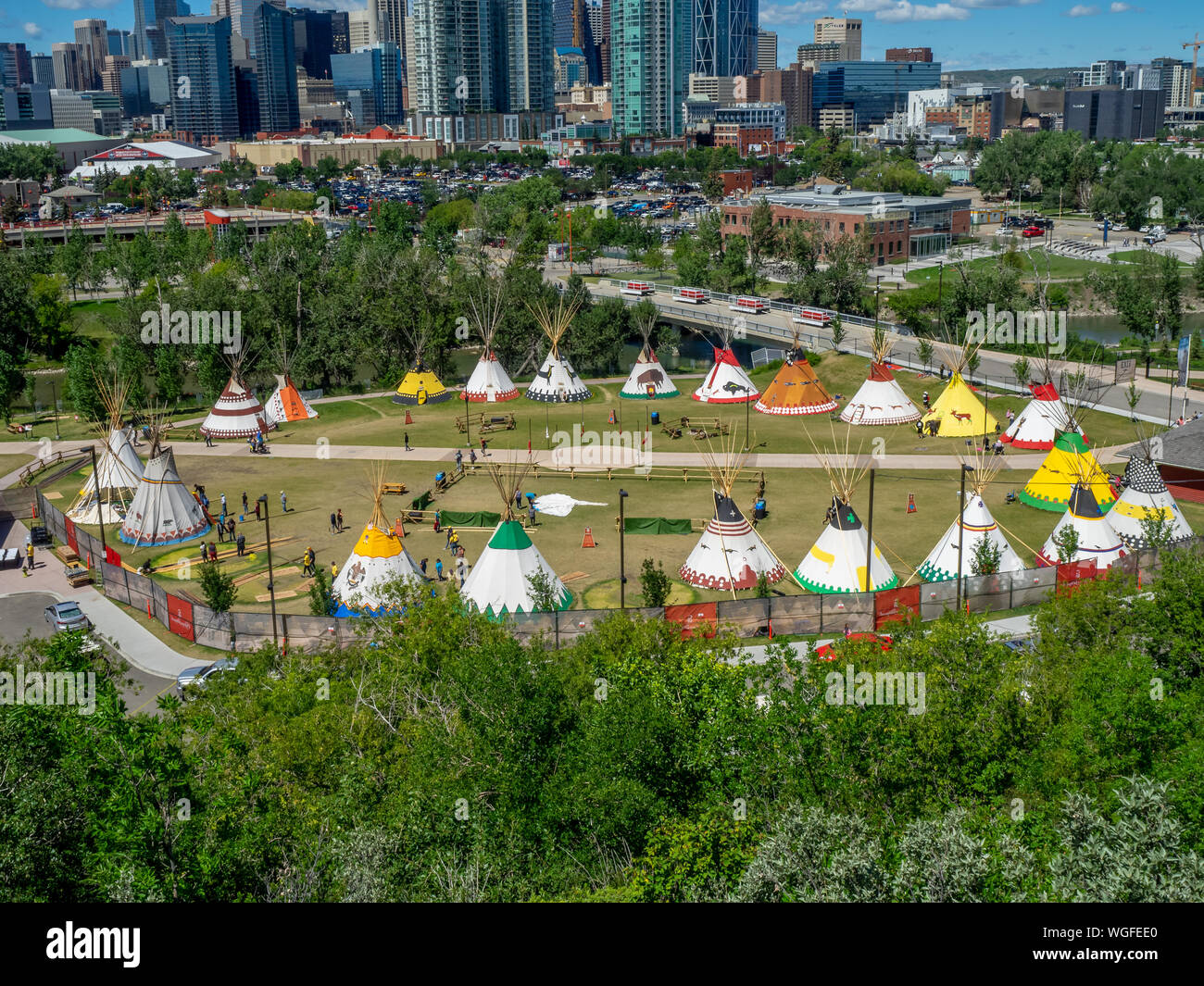 Panoramic view of the Indian Village at the Calgary Stampede in Calgary ...