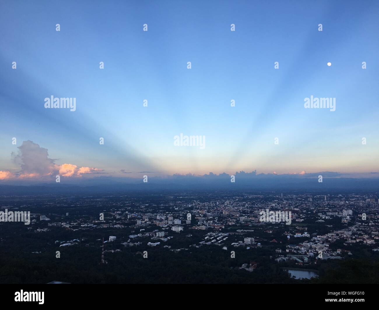 Aerial View Of City At Sunset Stock Photo - Alamy