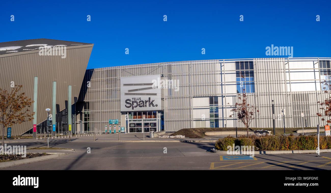 Calgary, Alberta - October 7, 2018: The exterior of the Telus Spark in ...