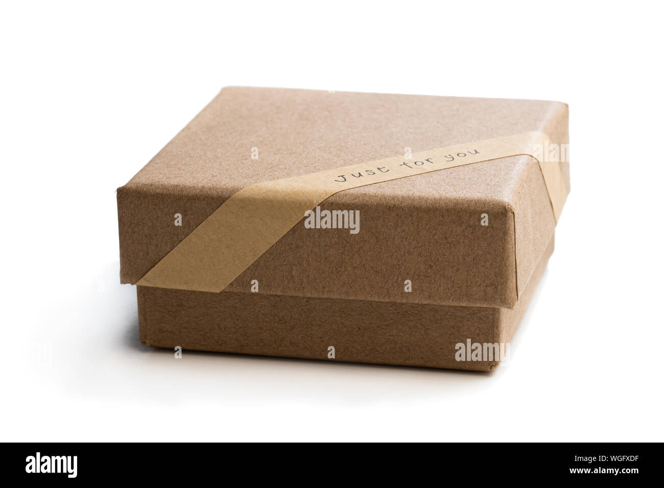 Homemade open empty gift box made from brown paper isolated on white ...