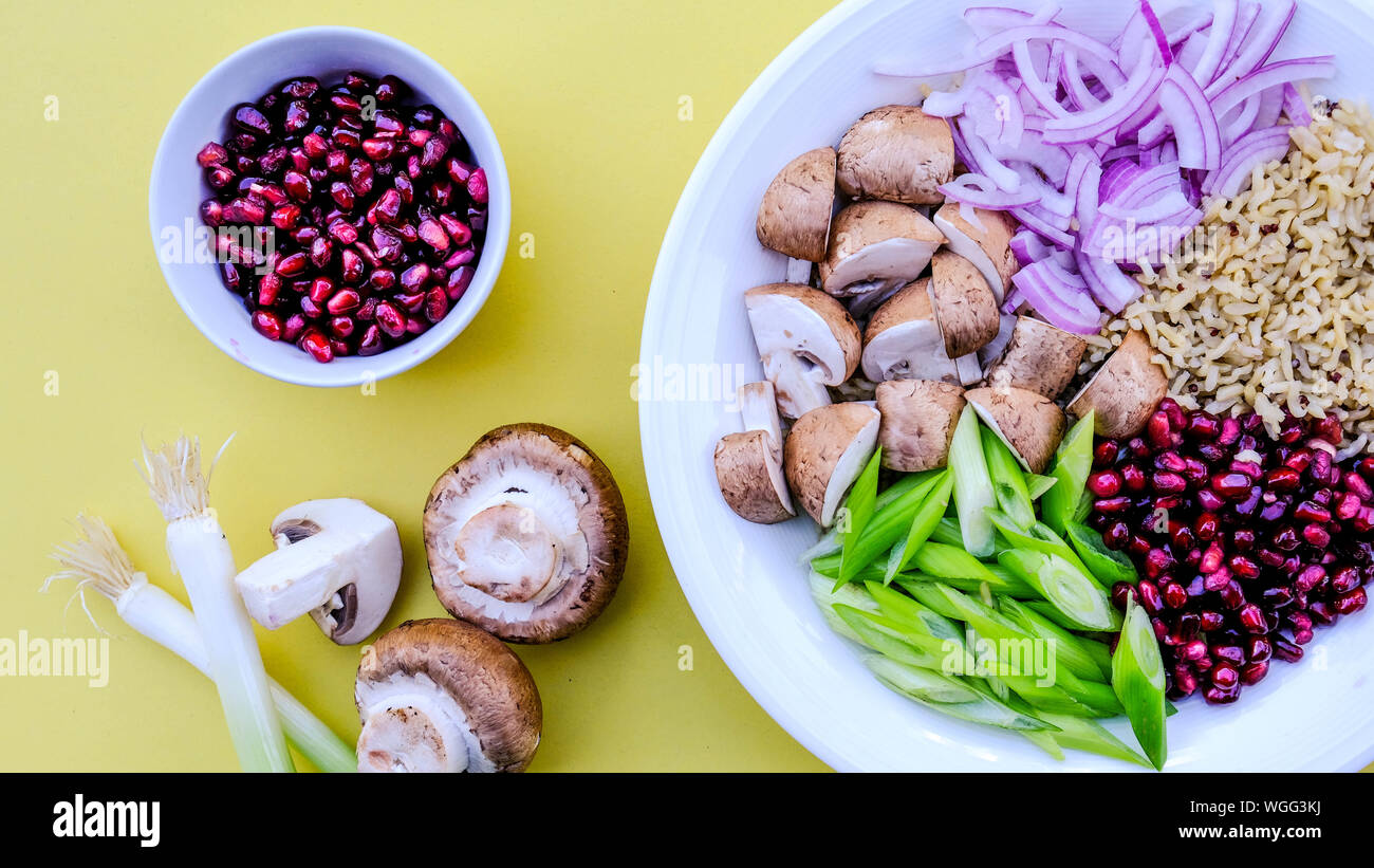Vegetarian Mushroom and Rice Poke Bowl, With Chestnut Mushrooms ...