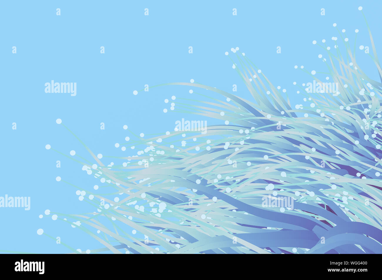 Blue growing lines and points, 3d rendering. Computer digital drawing ...