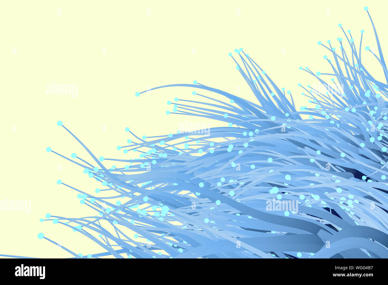 Blue growing lines and points, 3d rendering. Computer digital drawing ...