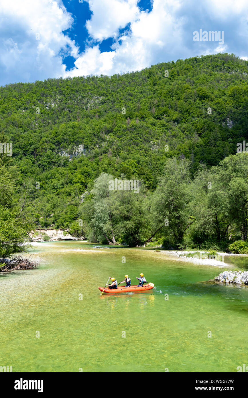 Rafting, Sava Bohinjka in Triglav national park, Slovenia Stock Photo ...