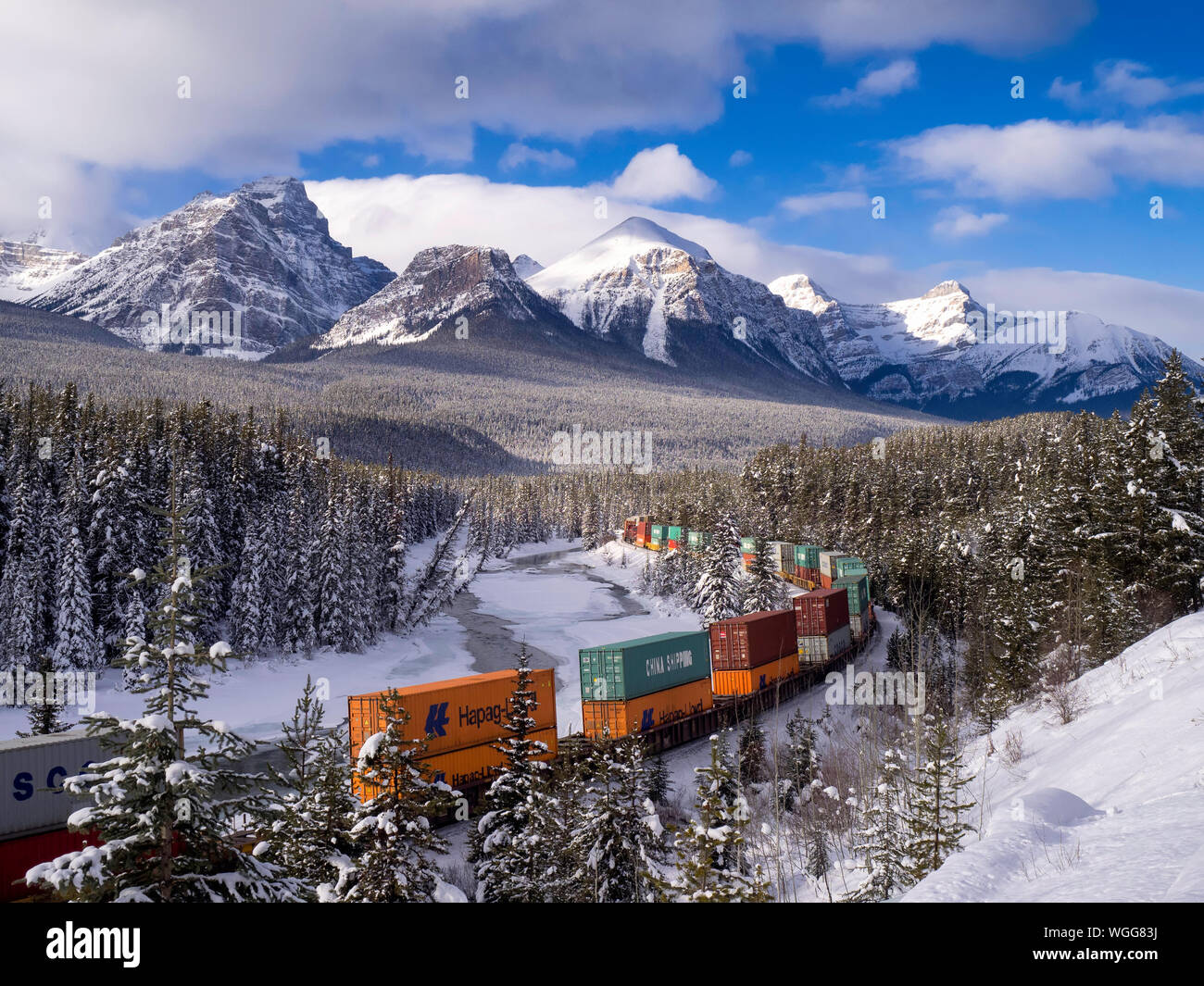 Train on Morant's Curve on January 15, 2017 iin Banff National Park ...