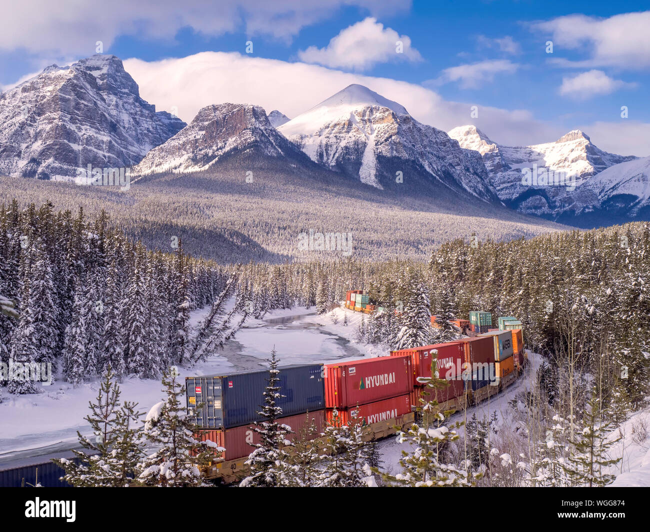 Train on Morant's Curve on January 15, 2017 iin Banff National Park ...