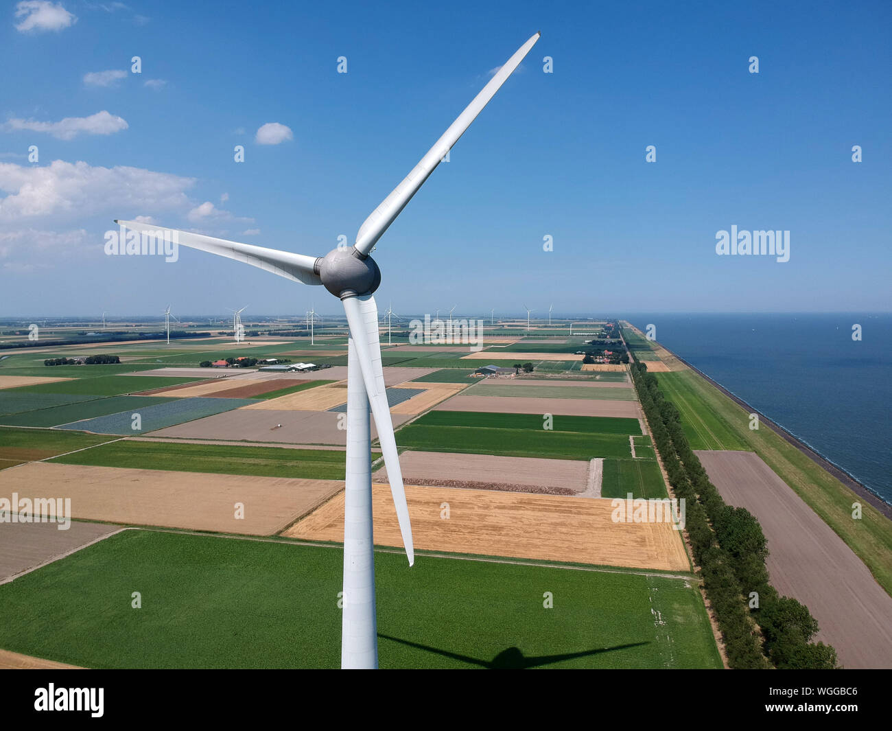 Drone photo of a large windmill with a total height of 198 meters with ...