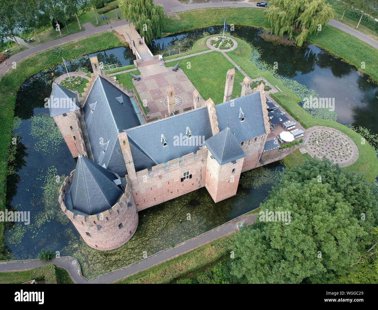 Drone photo of castle Radboud in Medemblik. The castle dates from 1288 ...