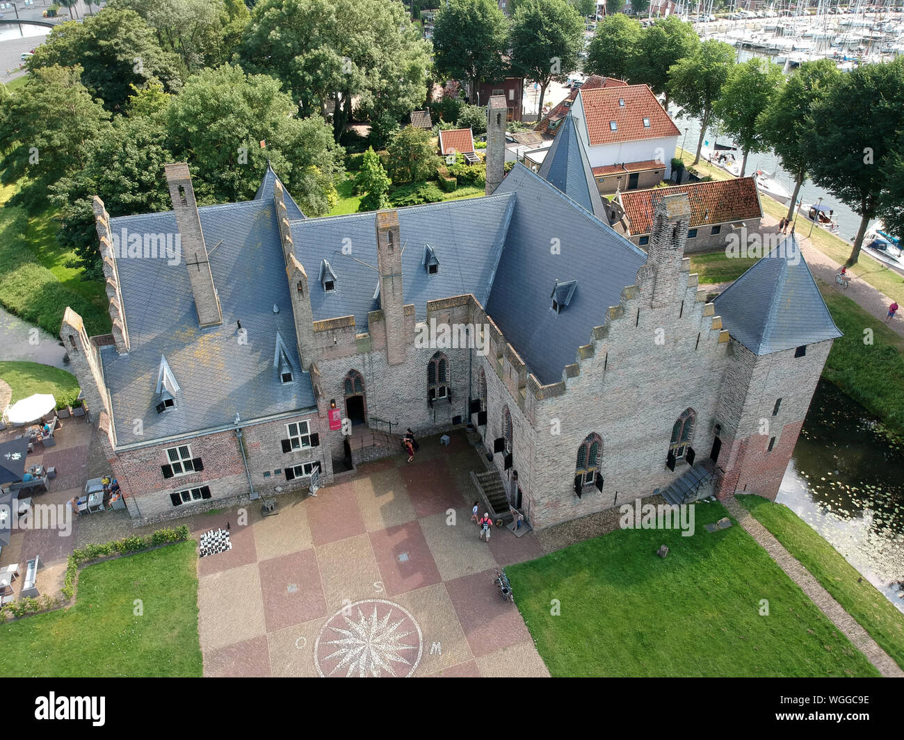 Drone photo of castle Radboud in Medemblik. The castle dates from 1288 ...