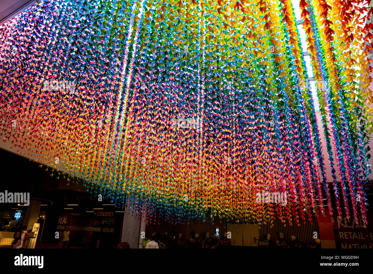 Kuala Lumpur, Malaysia-May 1 2019 : Beautiful rainbow origami cranes ...