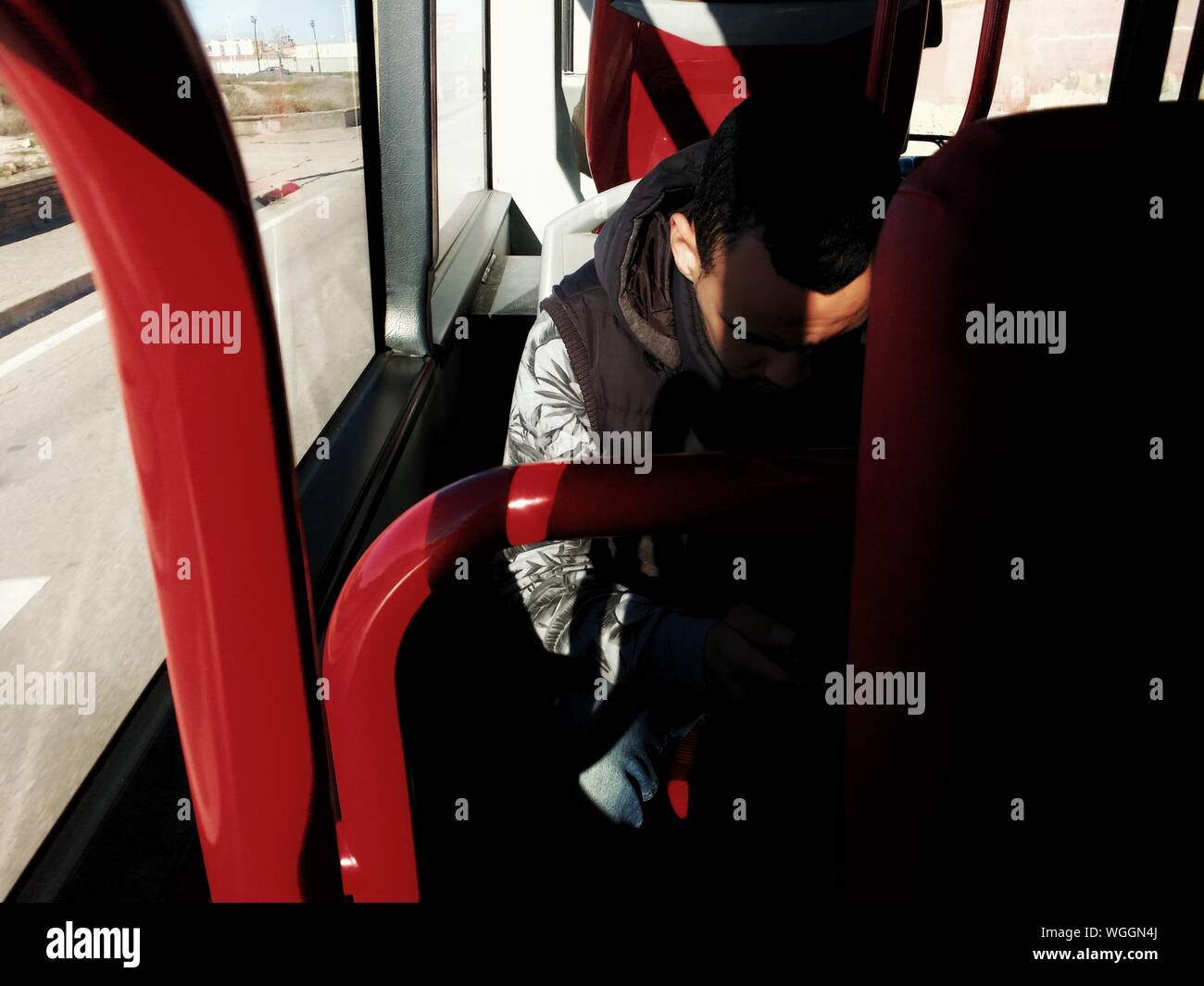 Three men on bus hi-res stock photography and images - Alamy