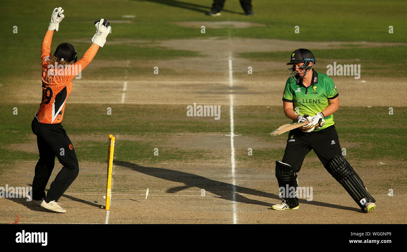 Western Storm's Rachel Priest is stumped by Southern Vipers' Carla Rudd ...
