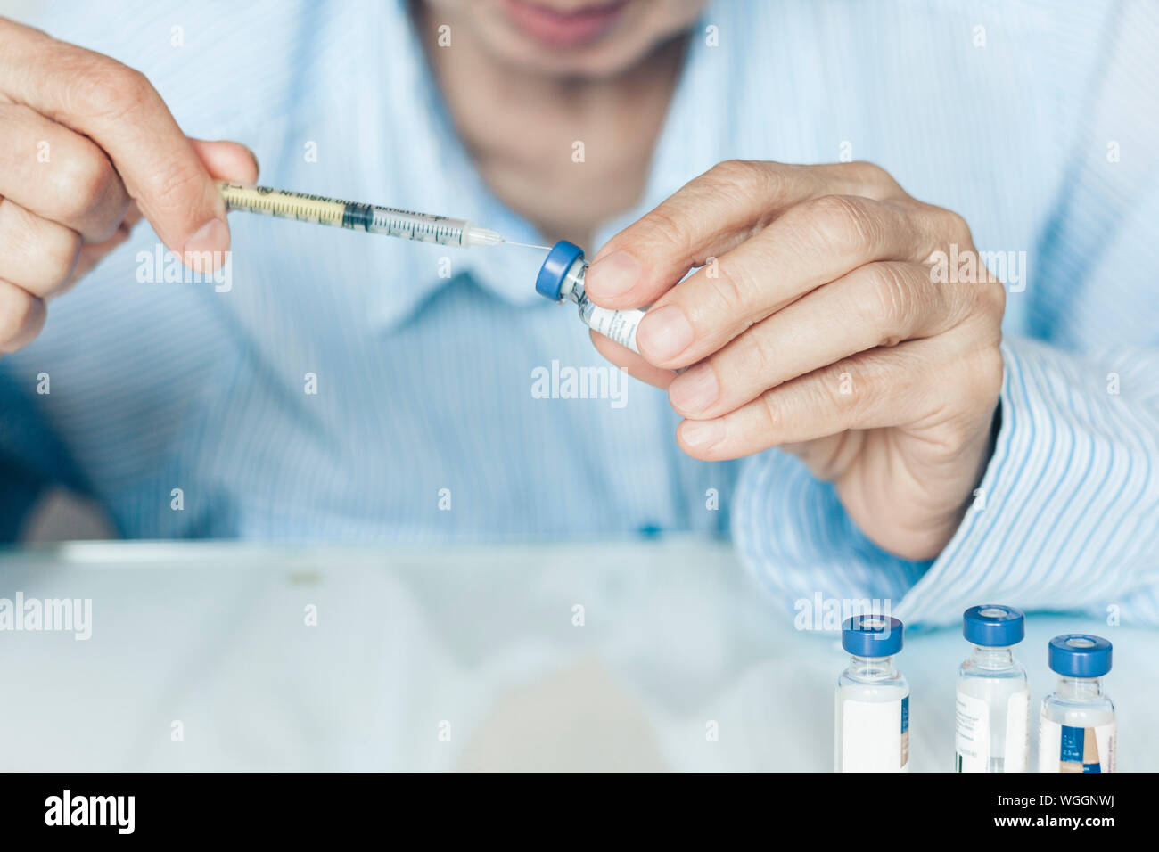 medical syringes for insulin for diabetes in woman hand Stock Photo - Alamy