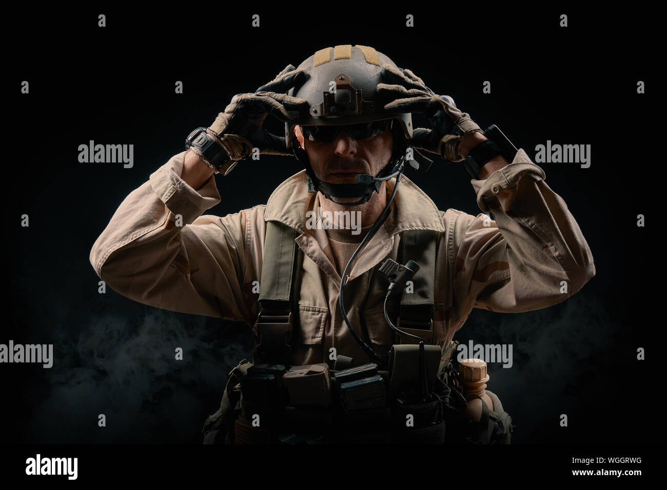 Military helmet wearing hi-res stock photography and images - Alamy