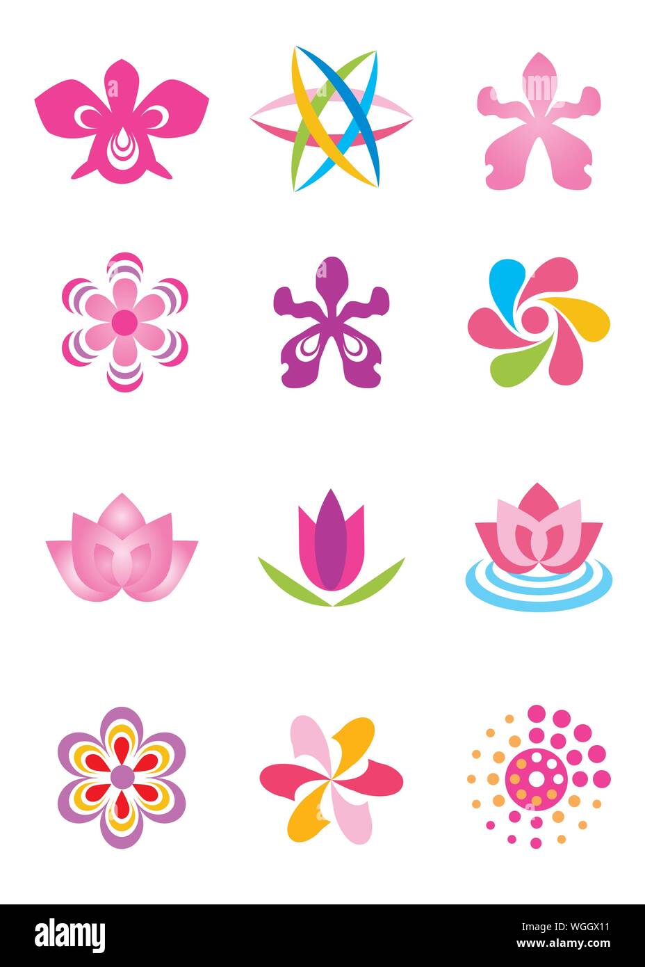 Abstract Flowe icons. Set of colorful decorative symbols.Vector ...