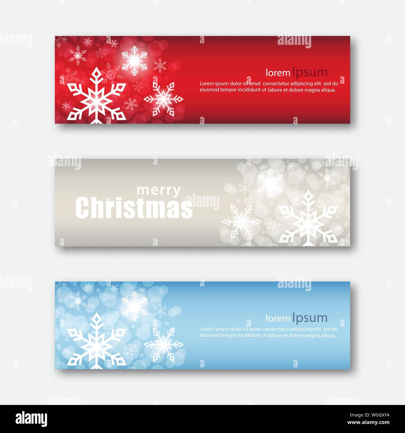 Set of Christmas banner template. Simple horizontal design. Winter ...