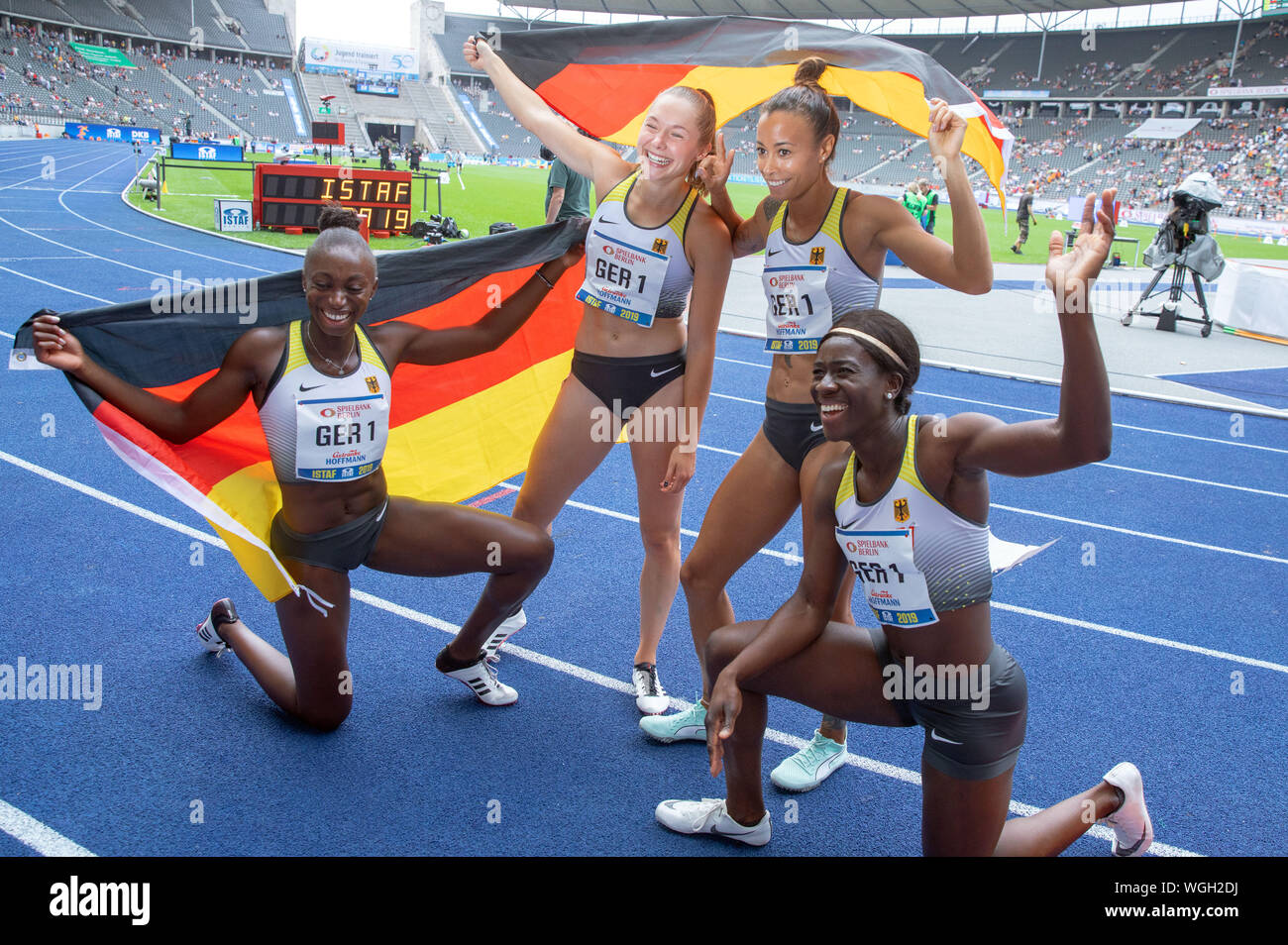 Berlin, Germany. 01st Sep, 2019. Athletics, Relay 4x100 meters Women ...
