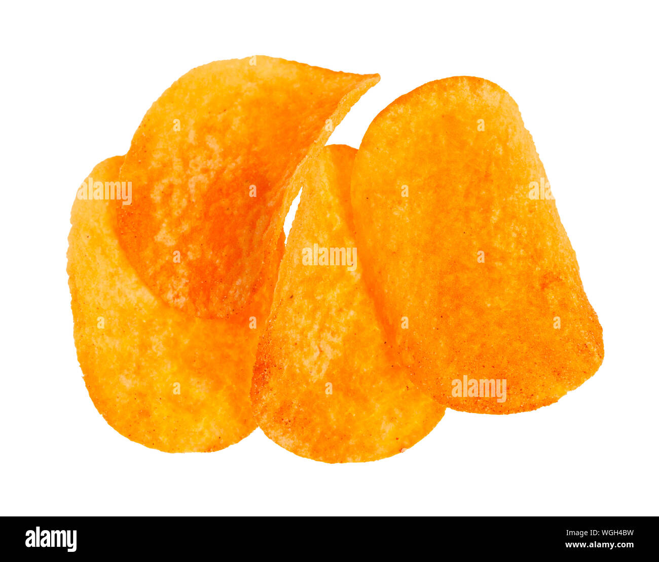 few potato chips with paprika isolated on white background Stock Photo ...