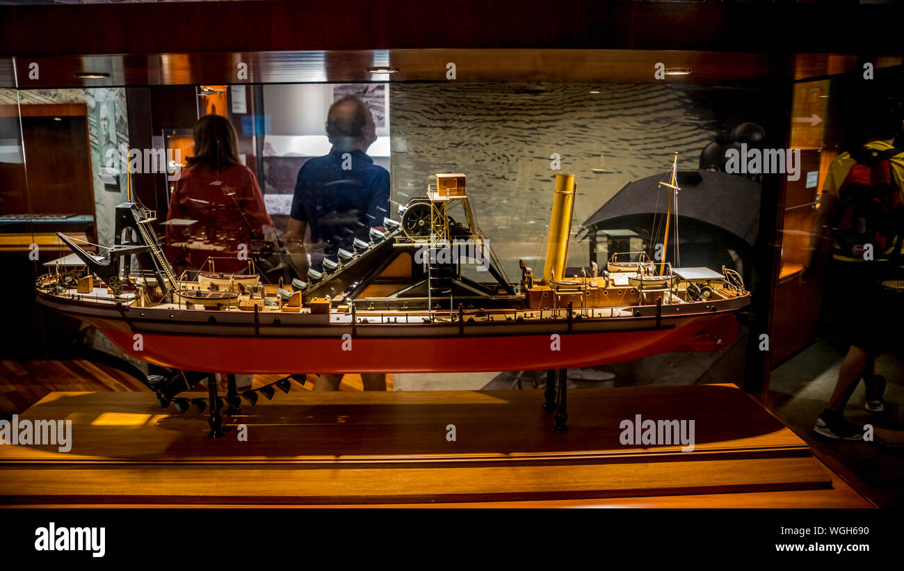 Model dredging vessel in the panama canal museum at Miraflores Stock ...