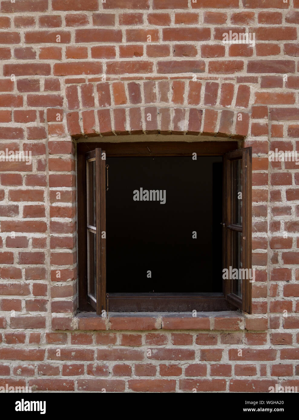 detail of open old vintage window in a wall made from bricks Stock ...