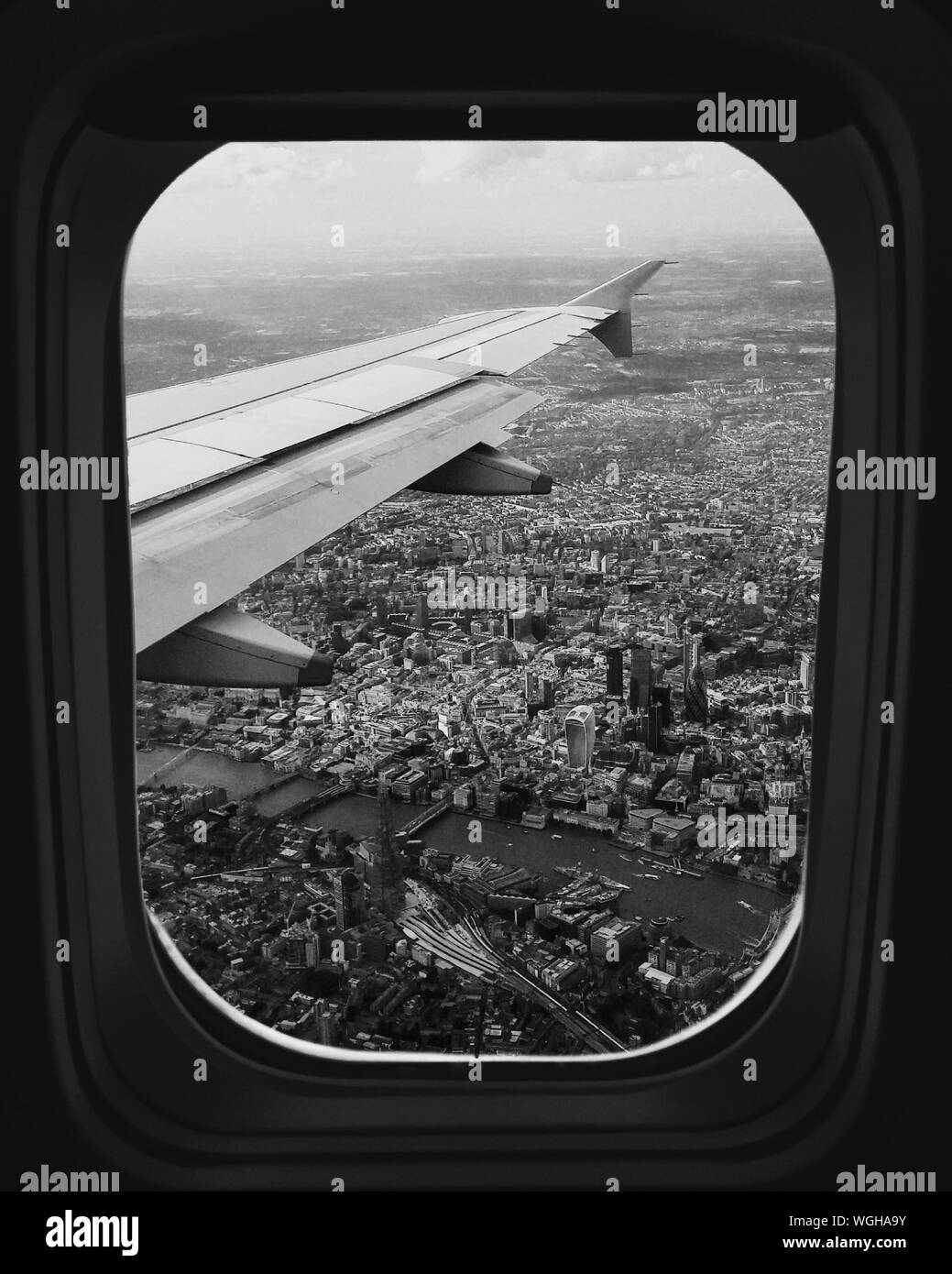Aircraft window view Black and White Stock Photos & Images - Alamy