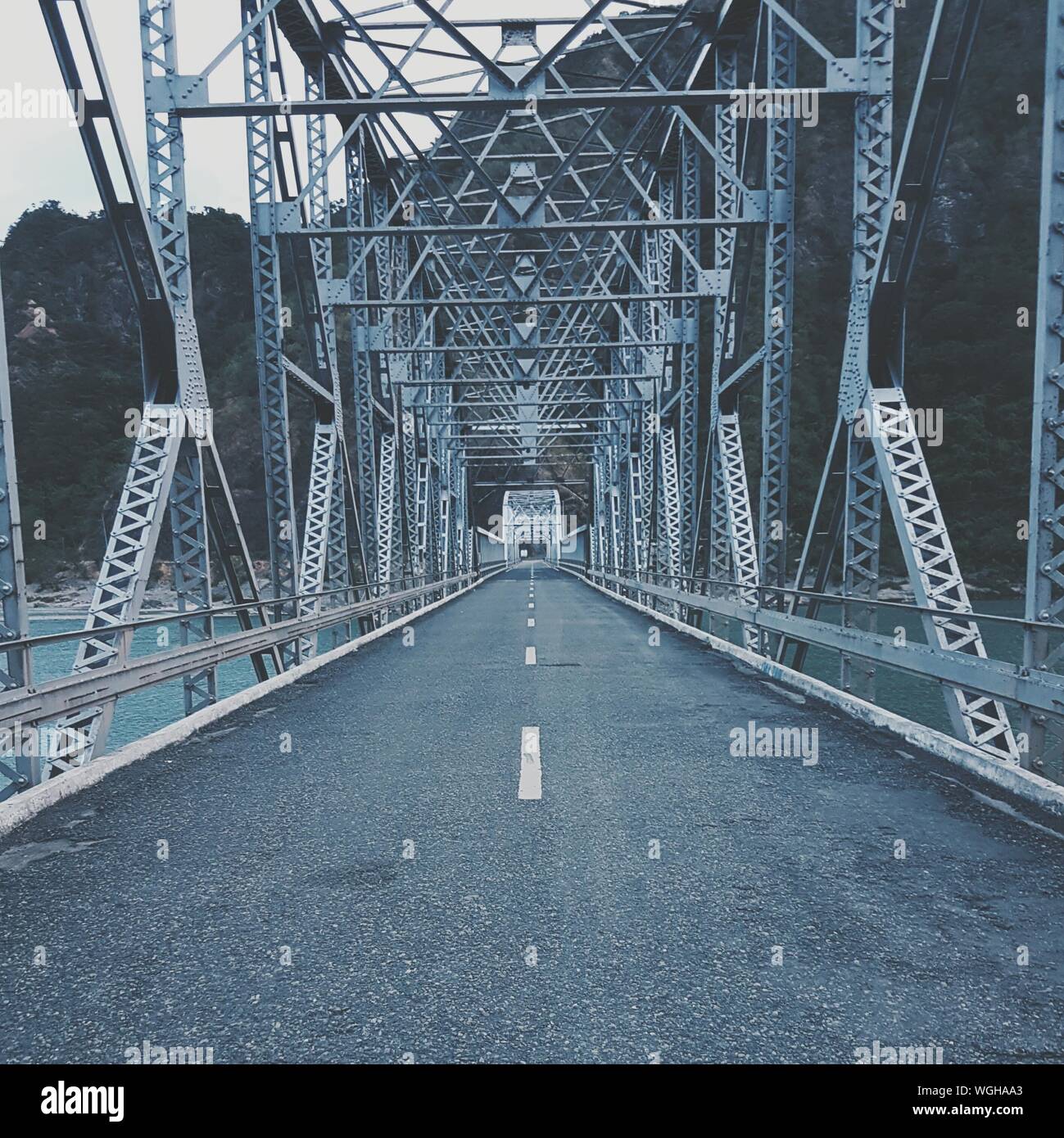 Metallic Bridge Over River Stock Photo - Alamy