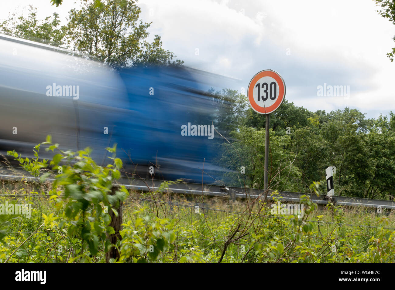speed limit sign 130 at autobahn, highway Germany Stock Photo - Alamy