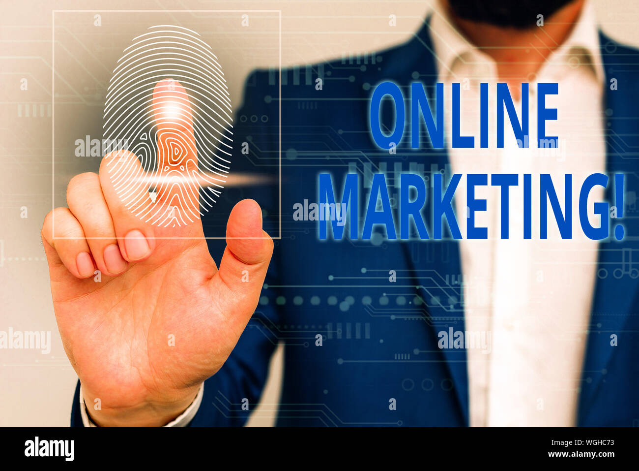 Text sign showing Online Marketing. Business photo showcasing ...