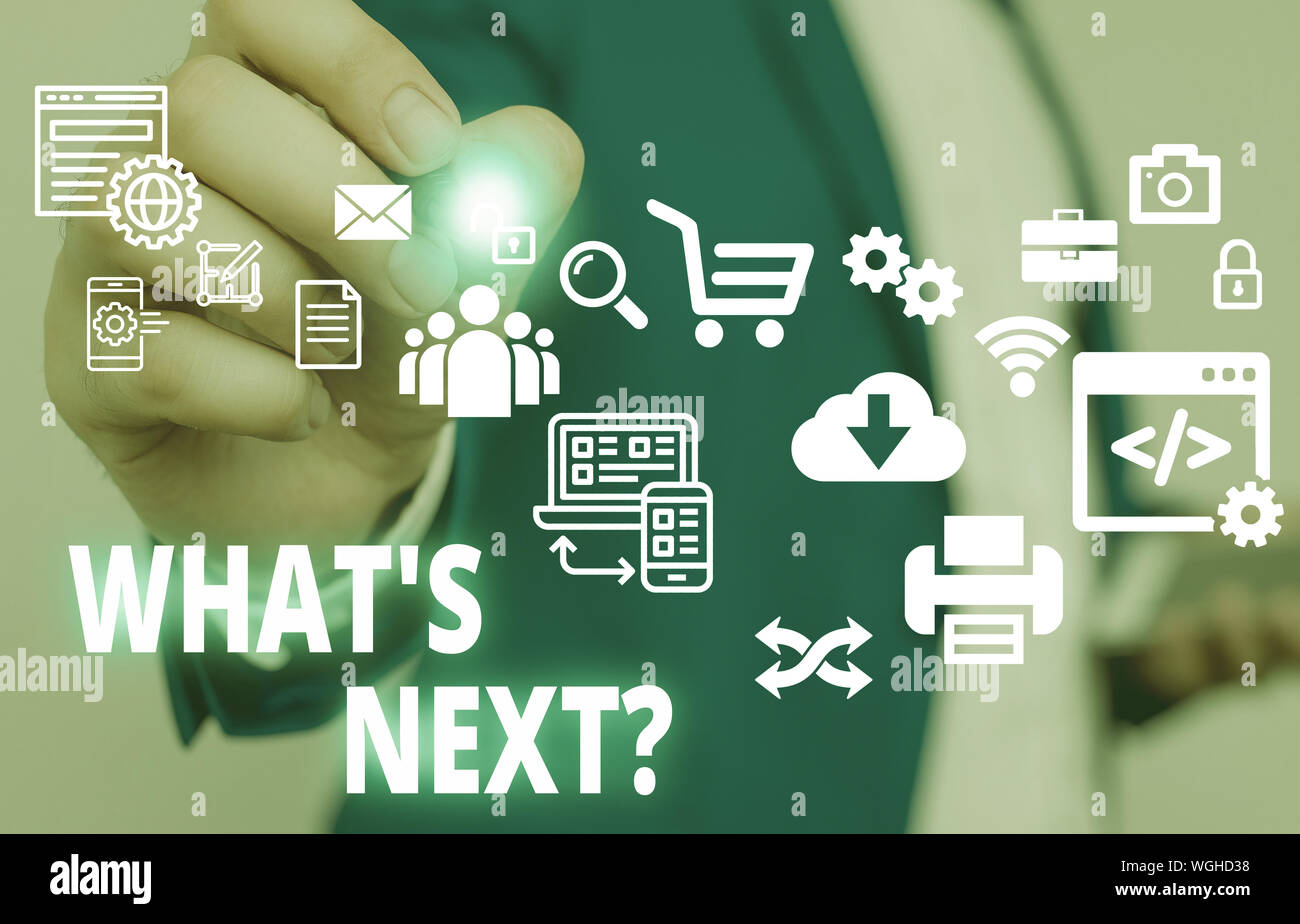 Text sign showing What S Next Question. Business photo text asking ...