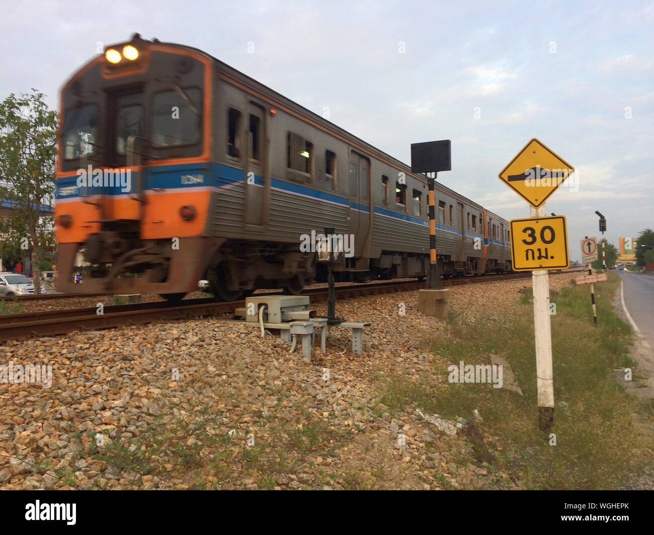 Road sign train hi-res stock photography and images - Alamy